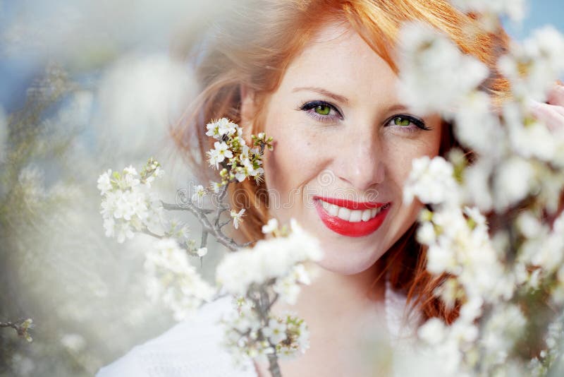 Spring portrait stock image. Image of lips, attractive - 13994963