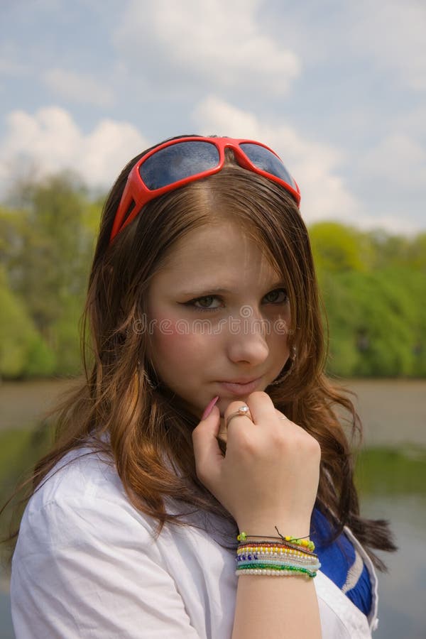 Spring portrait stock photo. Image of girls, view, blue - 14355624