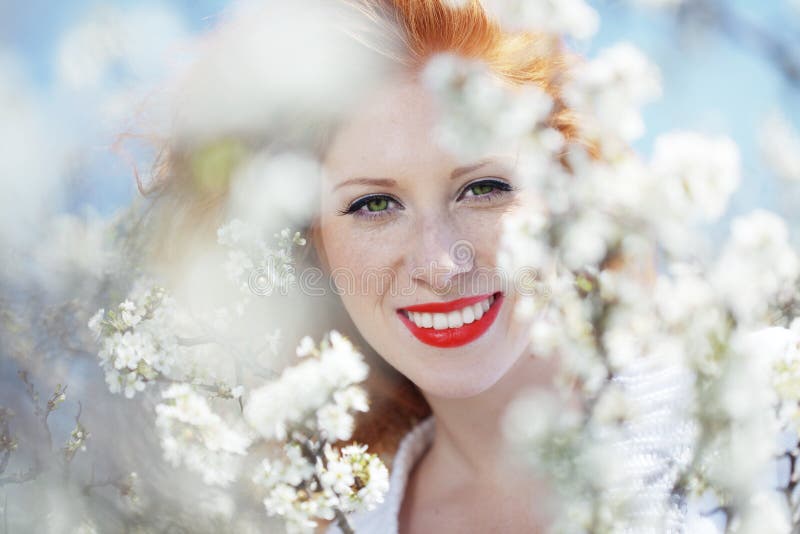 Spring portrait stock image. Image of lips, attractive - 13994963