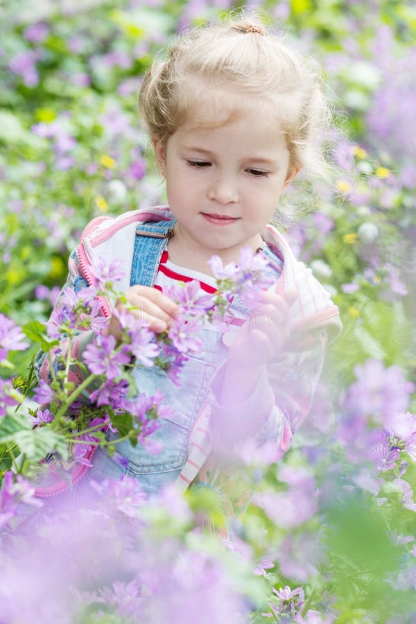 Spring Portrait of a Little Girl Stock Photo - Image of funny, cute ...