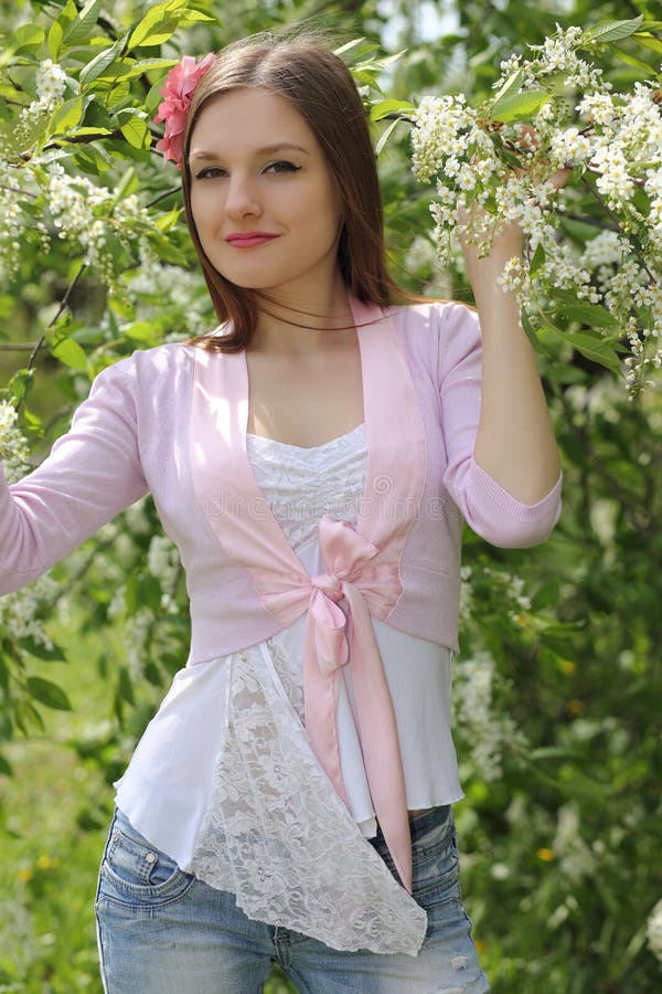Spring Portrait of a Young Girl Stock Photo - Image of outdoors, woman ...