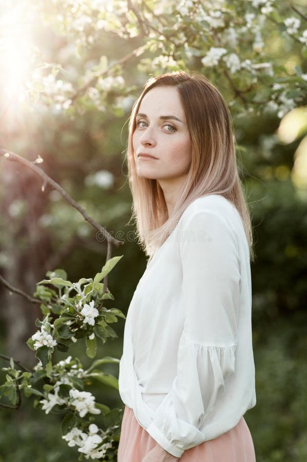 Spring Portrait of a Young Woman Stock Photo - Image of attractive ...