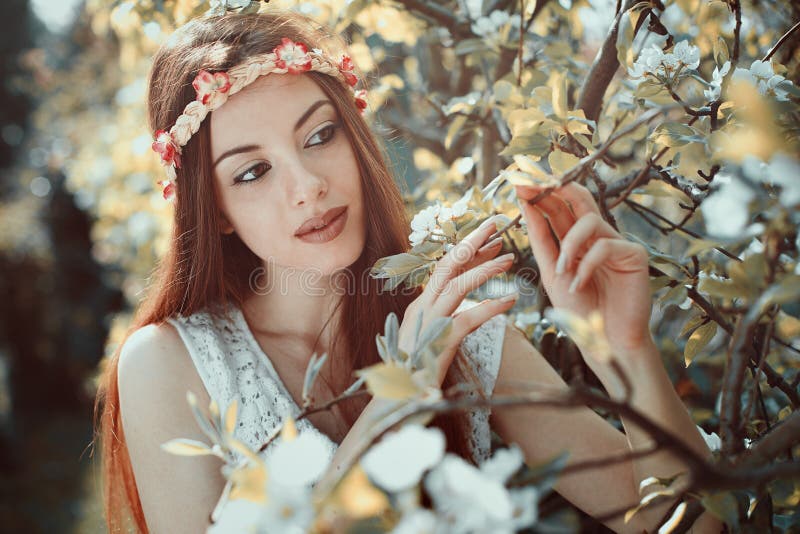Spring Portrait of a Young Woman Stock Photo - Image of seasonal ...