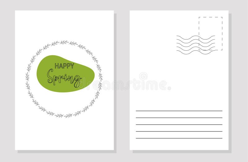 Spring Postcard Layout Line Art. Template. Color Stock Vector ...