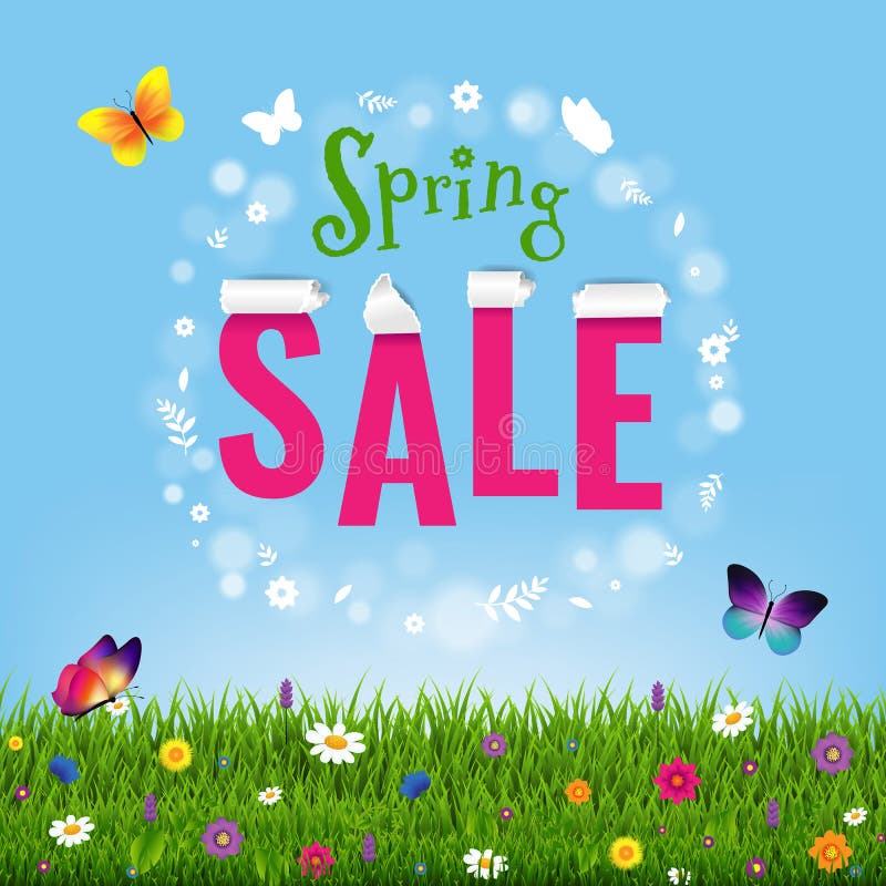 Spring Poster Grass and Flowers Stock Vector - Illustration of poster ...