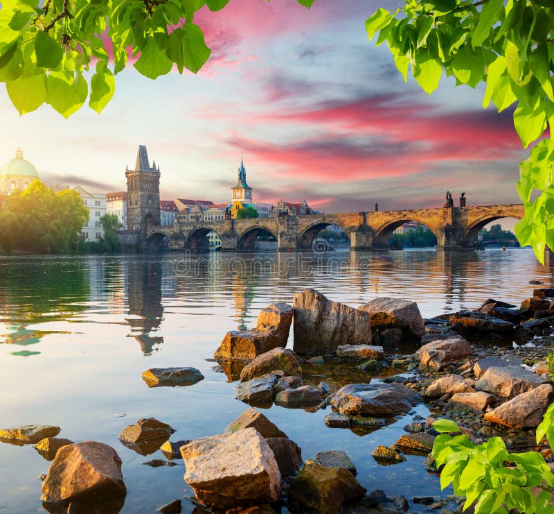 Spring in Prague stock image. Image of european, charles - 246463053