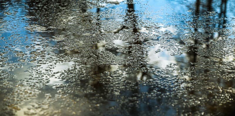 Spring Puddles after Snowmelt. Texture Stock Image - Image of weather ...