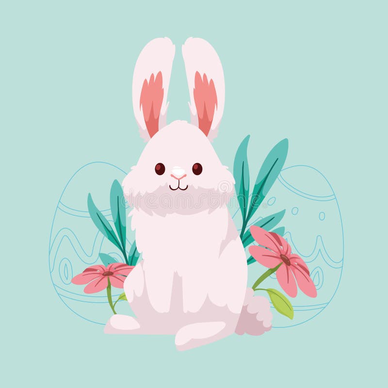 Spring rabbit with flowers stock vector. Illustration of nature - 269666610