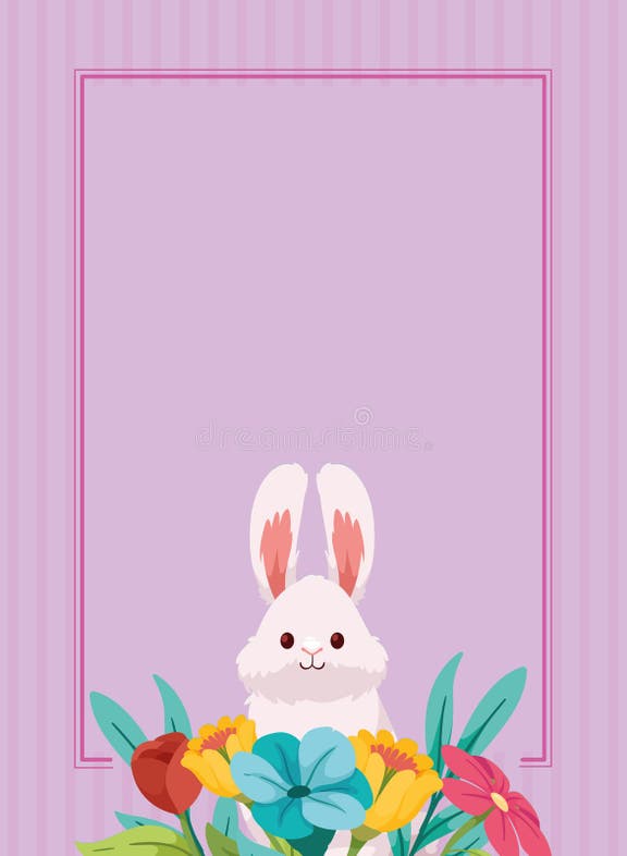 Spring rabbit and flowers stock vector. Illustration of nature - 269663612