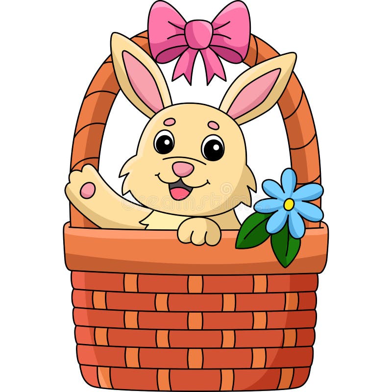 Spring Rabbit Inside the Basket Cartoon Clipart Stock Vector ...