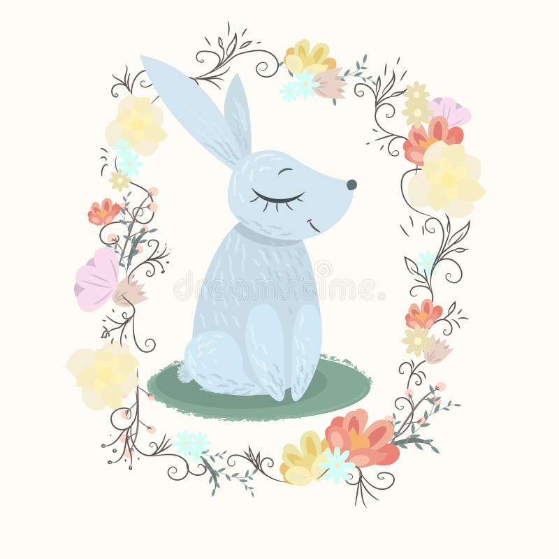 Spring rabbit stock vector. Illustration of greeting - 86100382