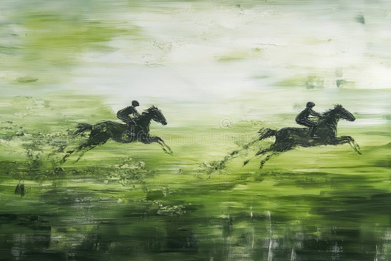 Spring Racing Carnival, Horses Galloping on the Lush Green Track Stock ...