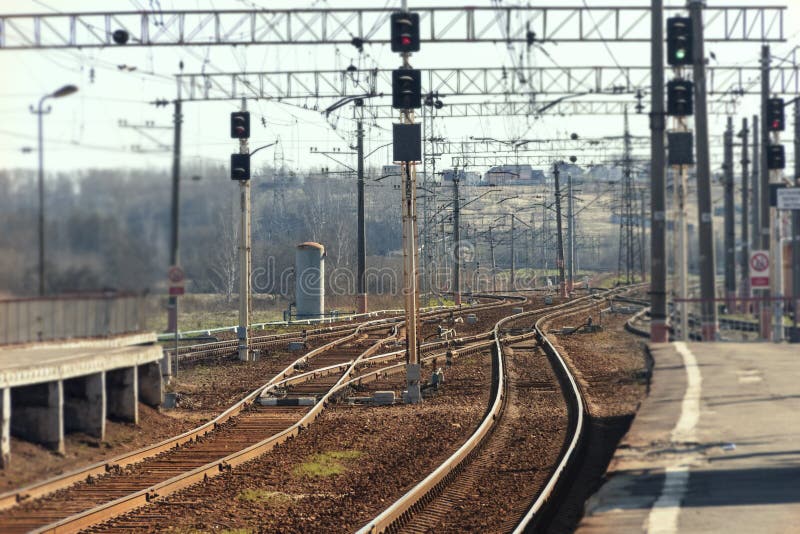 Spring rails of railway stock photo. Image of railroad - 48323208