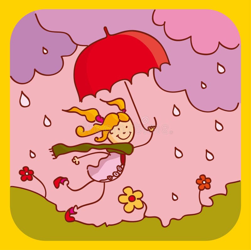 Spring rain stock vector. Illustration of happiness, clouds - 23076750