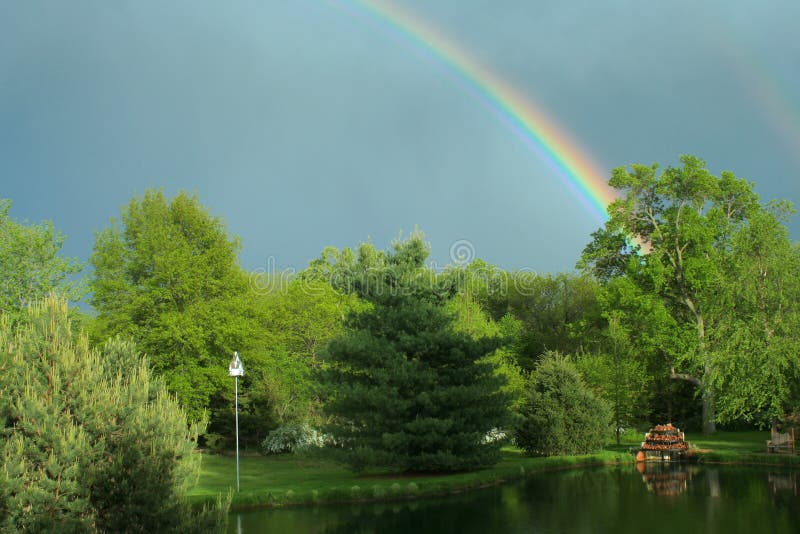 Spring rainbow stock photo. Image of prism, arch, pond - 760258