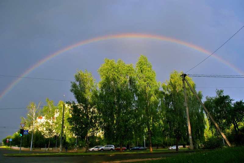 Spring rainbow landscape stock photo. Image of clouds - 5601192