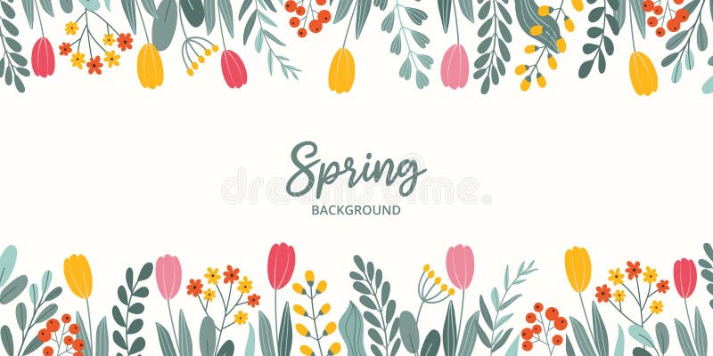 Spring Rectangular Celebration Banner on White Background with Place ...