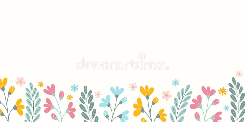 Spring Rectangular Floral Background with Empty Place for Text in Flat ...