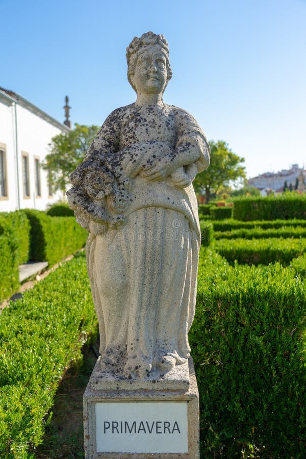 Spring Represented by Stone Statue. Episcopal Garden of Castelo Branco ...