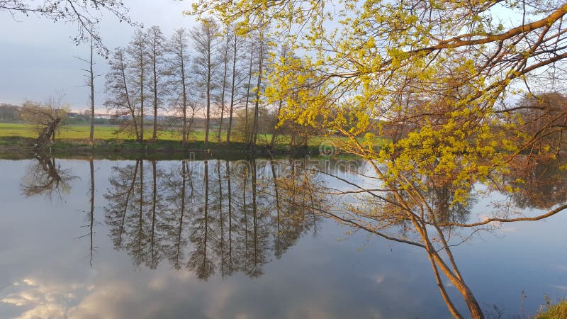 Spring and river stock image. Image of spiegel, beautiful - 93486889
