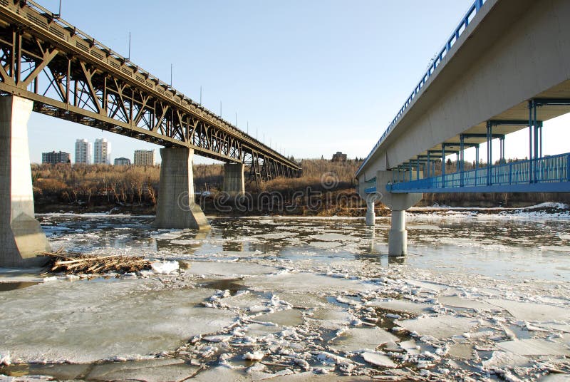 Spring river and bridge stock image. Image of blue, river - 5168079