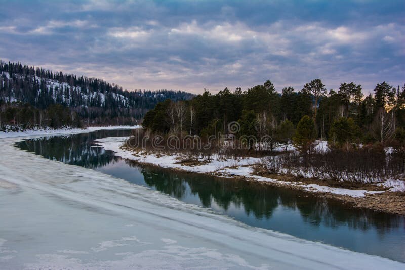Spring on the river. stock photo. Image of mountains - 40263948