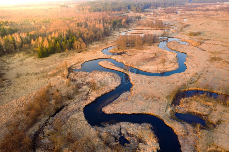 Spring River. Green Nature Landscape on Riverbank Stock Image - Image ...