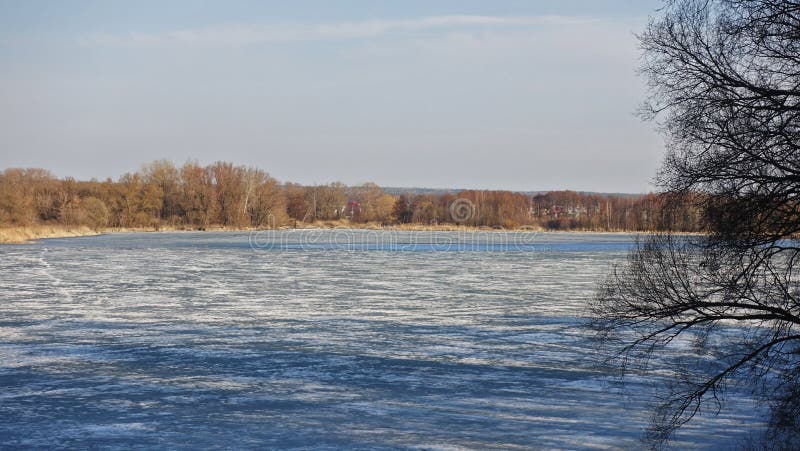 Spring on the river. stock photo. Image of horizon, trees - 144844910