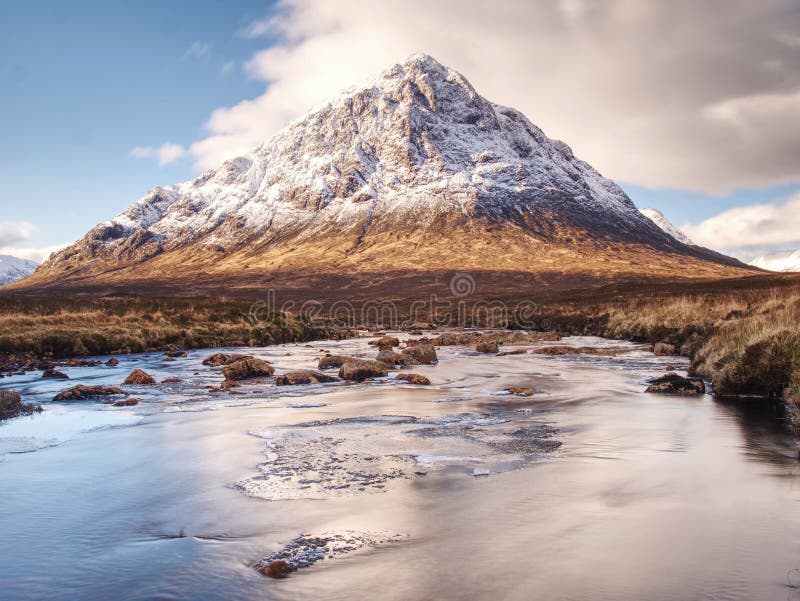 Spring River in Scottish Highlands. Dramatic Landscape of Glen Coe ...