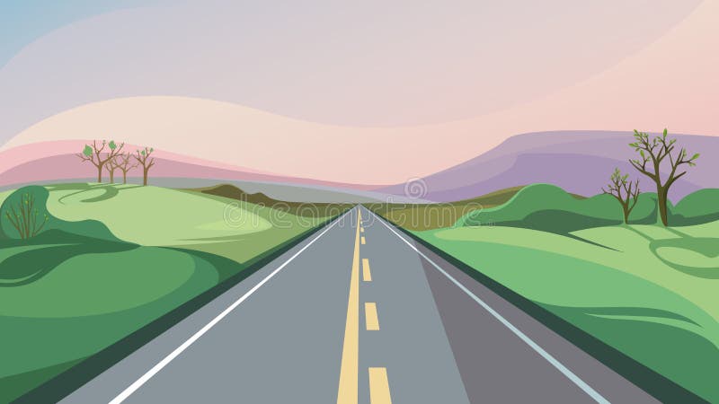 Spring Road Stretching into the Horizon. Stock Vector - Illustration of ...