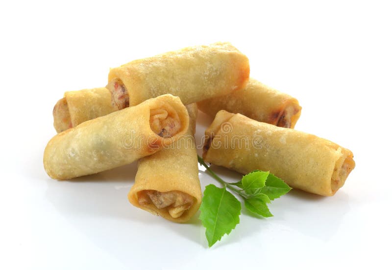 Spring Roll Also Known As Egg Roll on White. Stock Photo - Image of ...