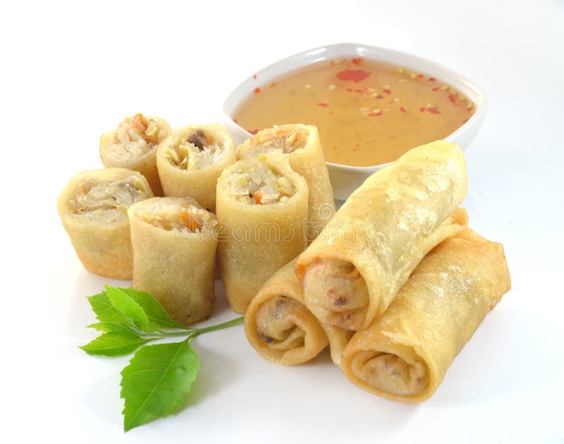 Spring Roll Also Known As Egg Roll Isolated on White. Stock Image ...
