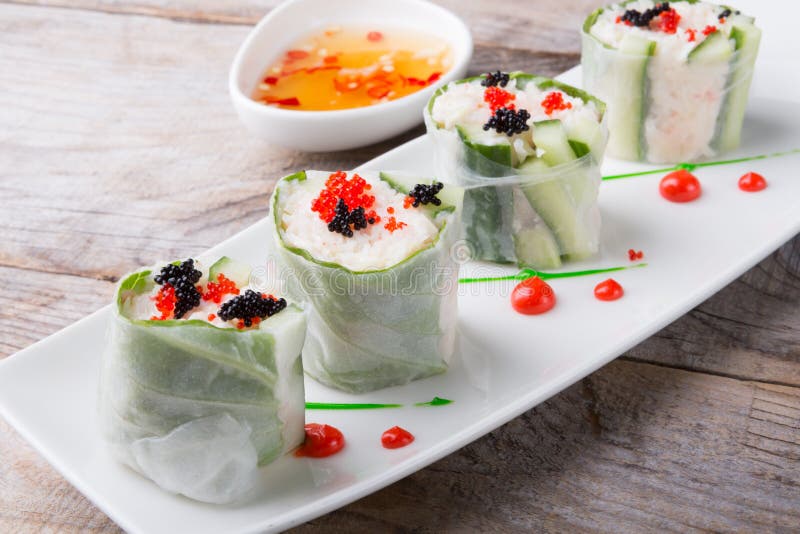 Spring rolls on plate stock image. Image of oriental - 28089229