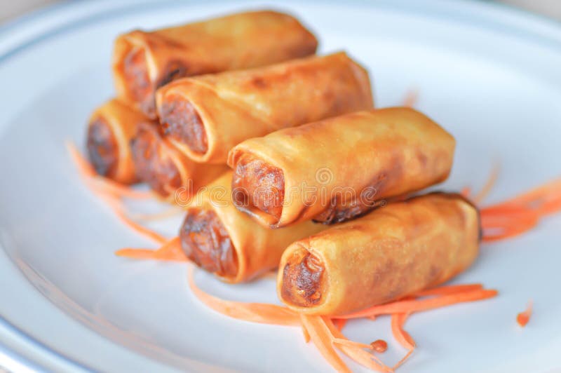 Spring Roll Dish with Vegetable Stock Photo - Image of shrimp, spicy ...