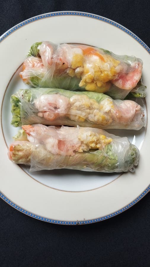 Spring Roll Filled with Shrimp and Vegetables Stock Image - Image of ...