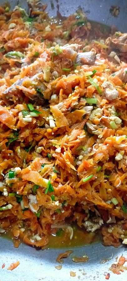 Spring roll filling in pan stock photo. Image of spring - 264568518