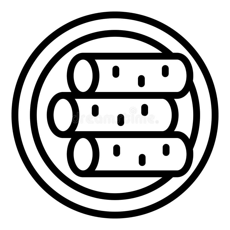 Spring Roll Plate Icon Outline Vector. Asian Menu Stock Vector ...