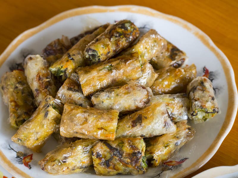 Spring roll in a plate stock image. Image of traditional - 106725193