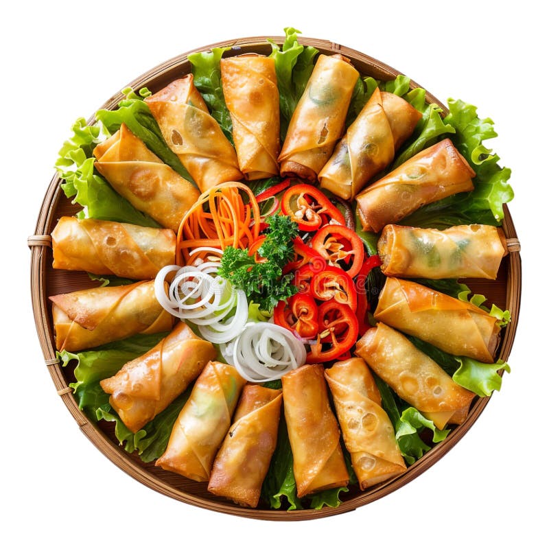 Spring Roll Platter in a Plate on Transparent Background - Ai Generated ...