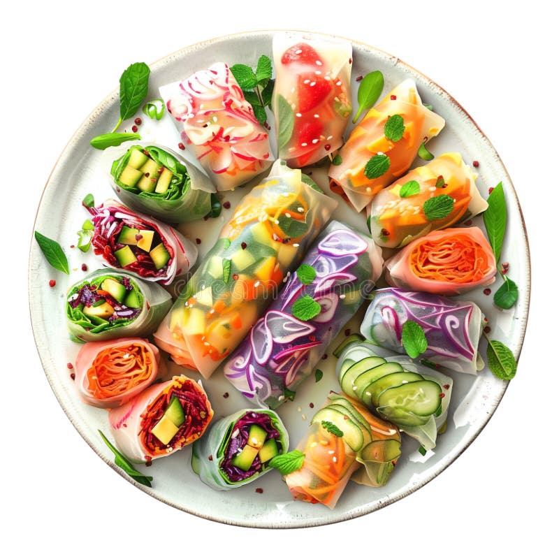Spring Roll Platter in a Plate on Transparent Background - Ai Generated ...