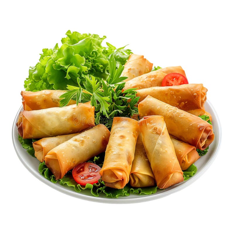 Spring Roll Platter in a Plate on Transparent Background - Ai Generated ...
