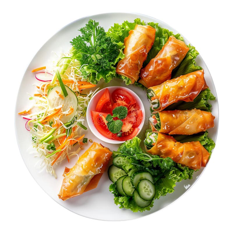 Spring Roll Platter in a Plate on Transparent Background - Ai Generated ...