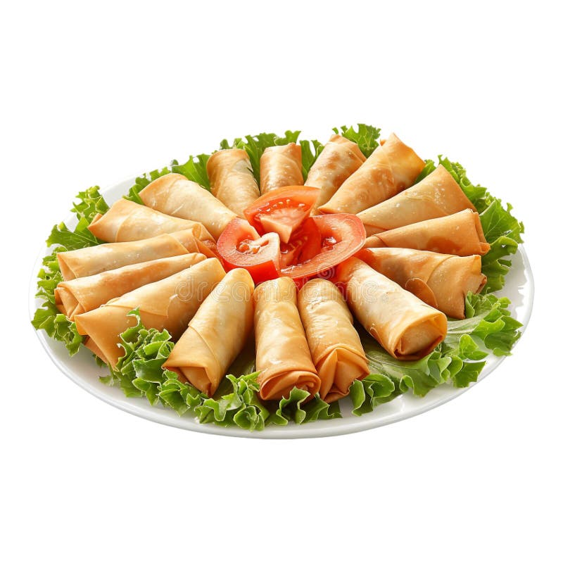 Spring Roll Platter in a Plate on Transparent Background - Ai Generated ...