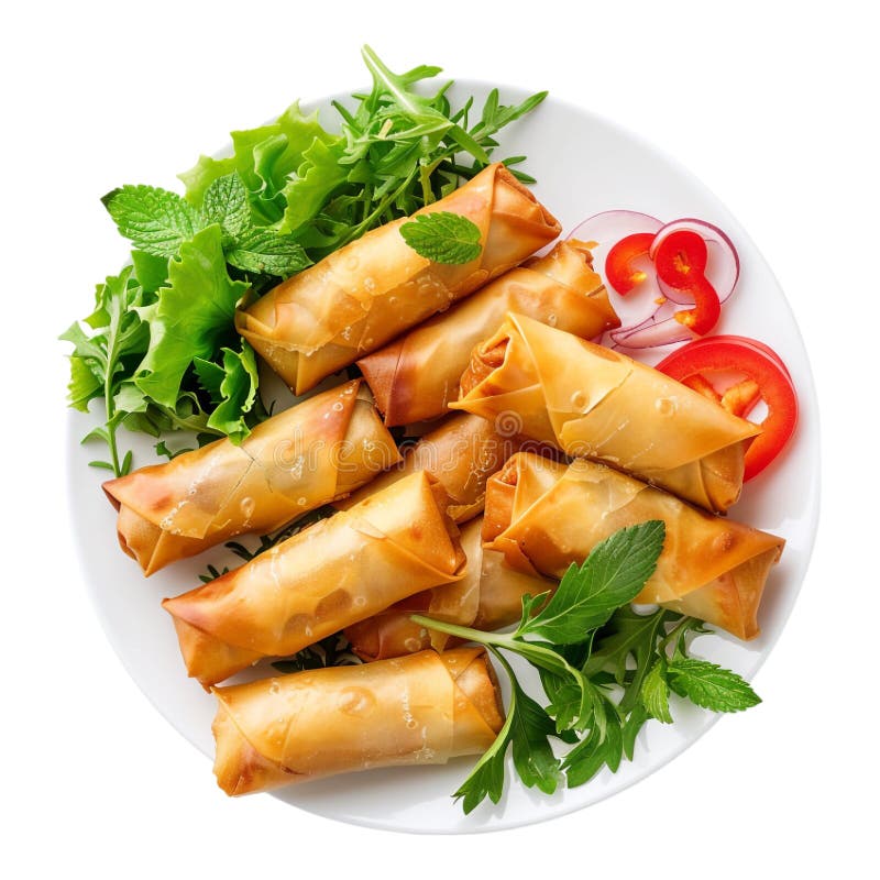 Spring Roll Platter in a Plate on Transparent Background - Ai Generated ...