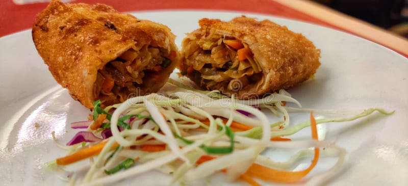 Spring Roll Stuffed with Vegetable with Cauliflower ,onion , and with ...