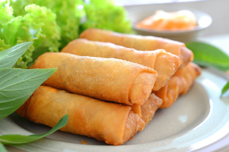 Fried Chinese Traditional Spring Rolls Food Stock Photo - Image of ...