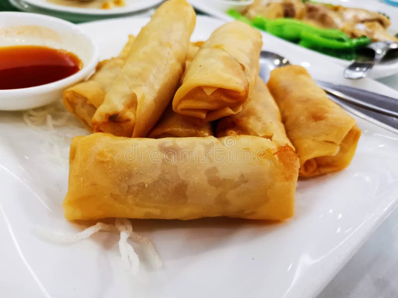 Spring Rolls @ Chinese / Cantonese Restaurant Stock Photo - Image of ...