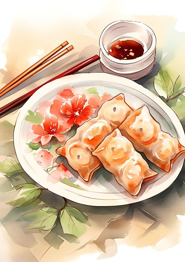 Spring Rolls Chinese New Year Pattern Stock Illustration - Illustration ...