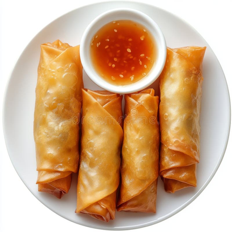 Spring Rolls with Dipping Sauce, Isolated on a Transparent Backdrop ...