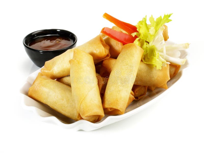 Spring Rolls - Fast Food Isolated on White Background Stock Photo ...